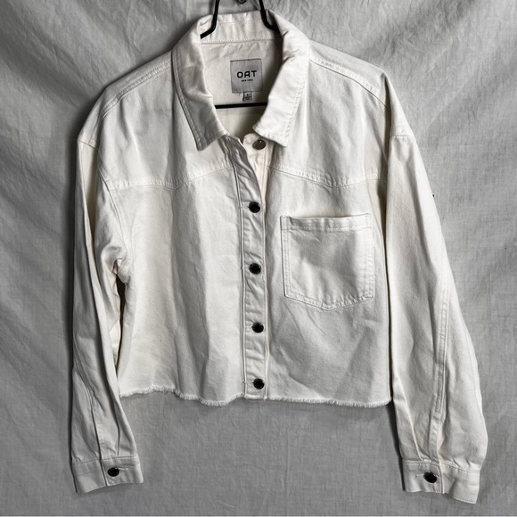 Oat New York | Jackets & Coats | Oat Cropped White Denim Jacket Women L ...
